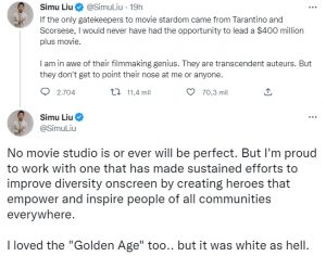 Simu Liu se lanza contra Martin Scorsese y Quentin Tarantino — Rock&Pop